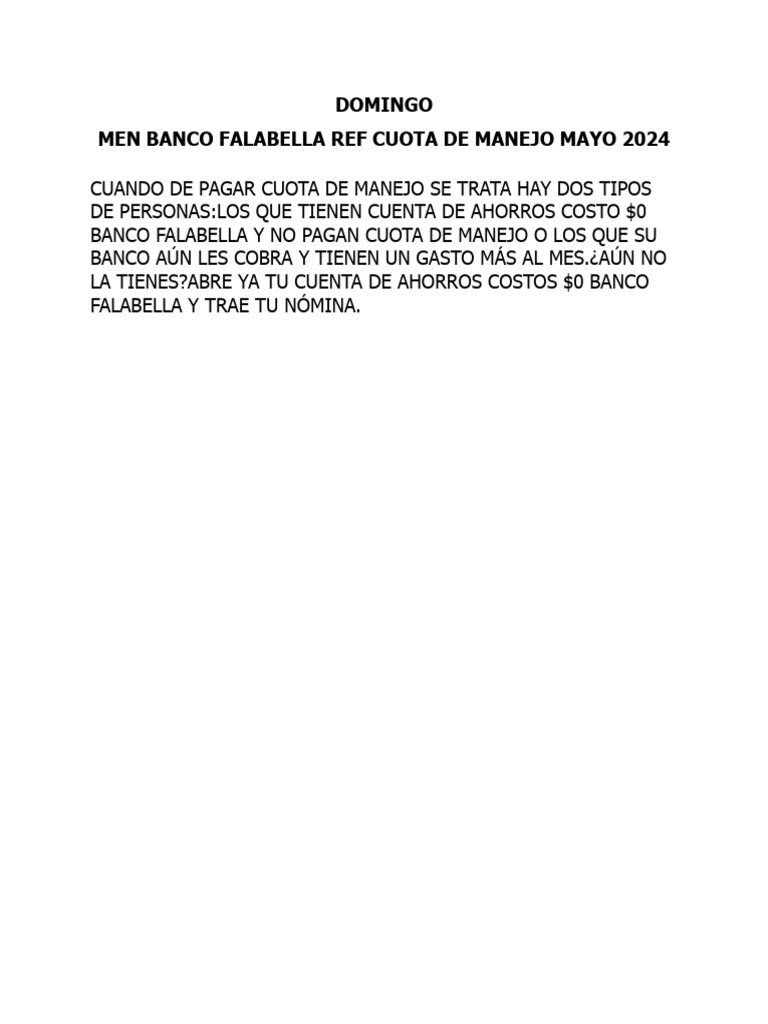 Ahorra con Cuenta $0 Banco Falabella | PDF