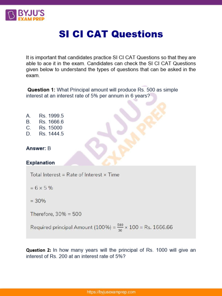 Si Ci Cat Questions 40 | PDF | Interest | Compound Interest