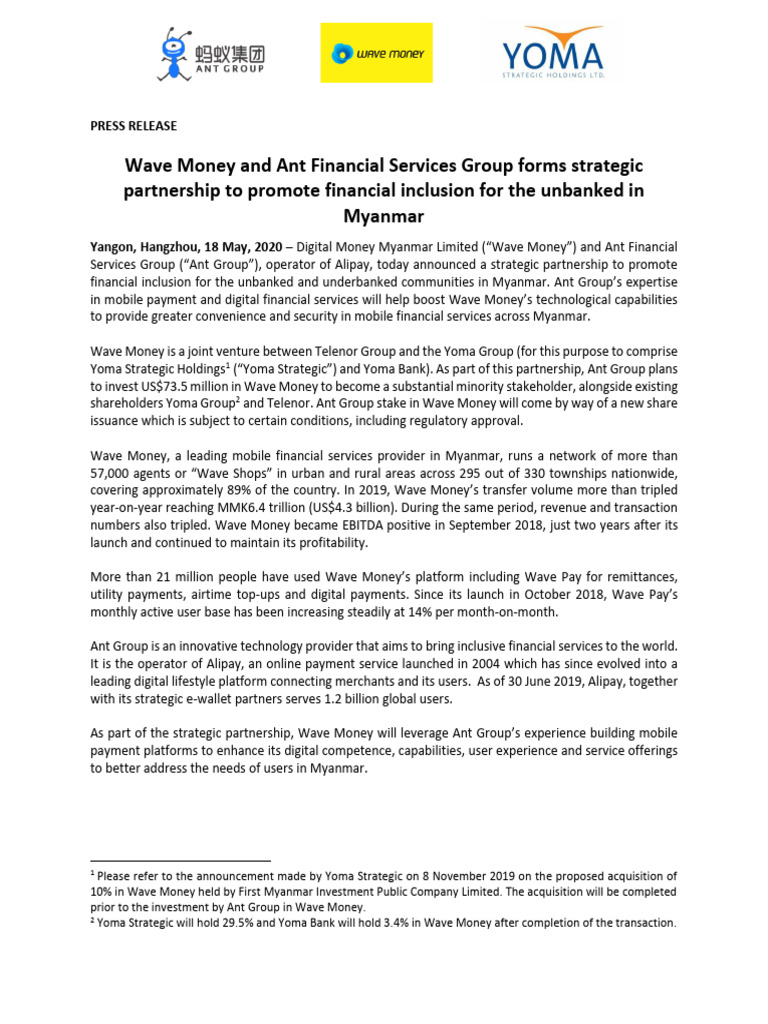 Wave Money Partners with Ant Group for Inclusion | PDF | Economies ...