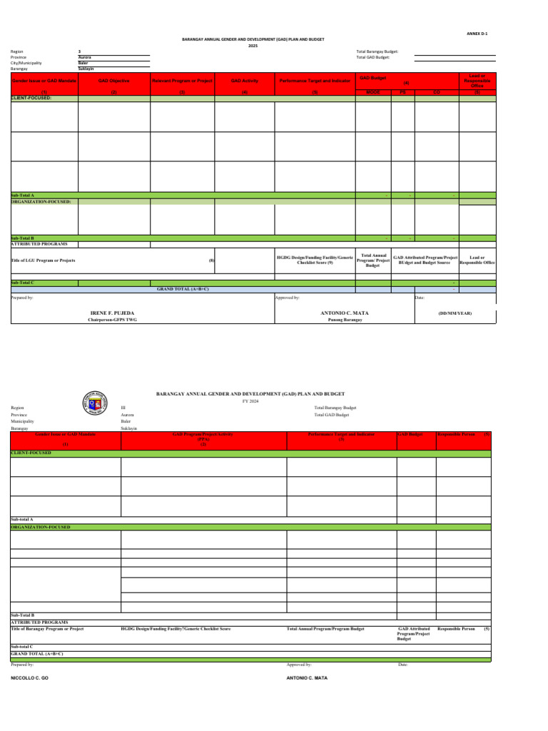 GAD-PLAN-AND-BUDGET-2025-blank | PDF