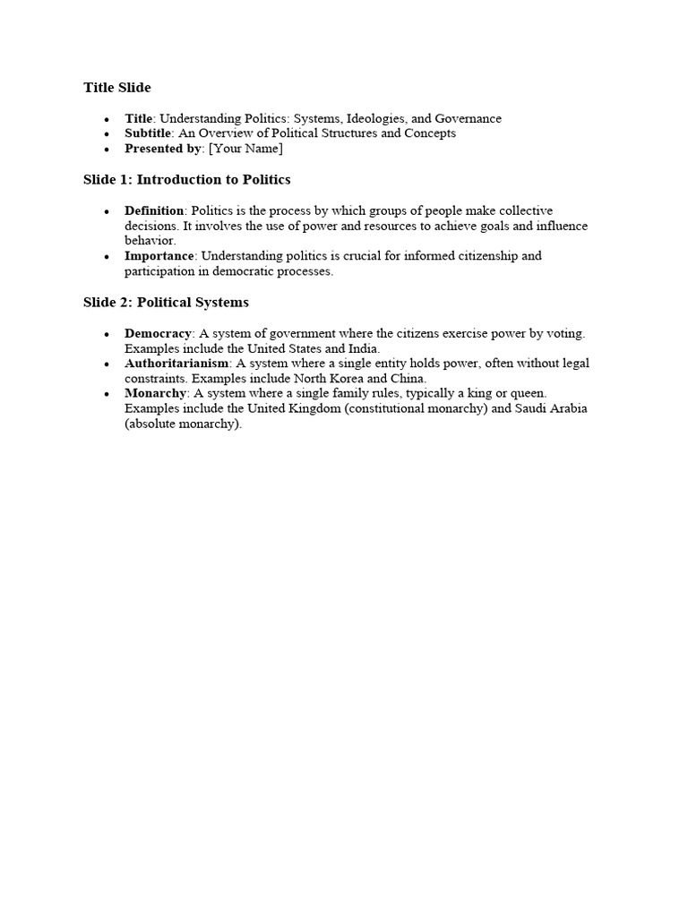 Overview of Political Systems and Ideologies | PDF