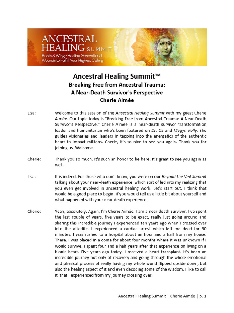Ancestral Healing 03 - 21-CherieAimee-Transcript | PDF | Experience ...