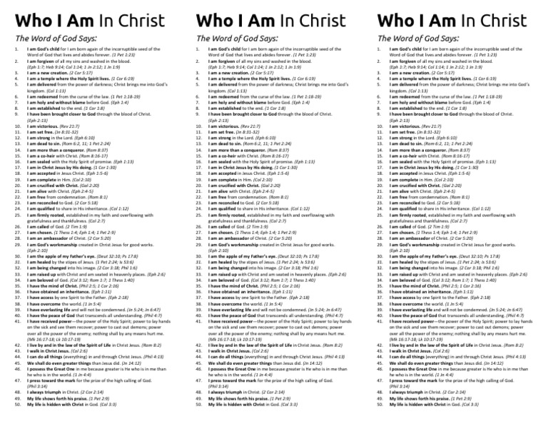 2021 03 07 Who I Am in Christ Handout | PDF | Born Again | Jesus