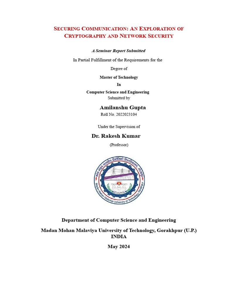 Seminar Report | PDF | Encryption | Cryptography