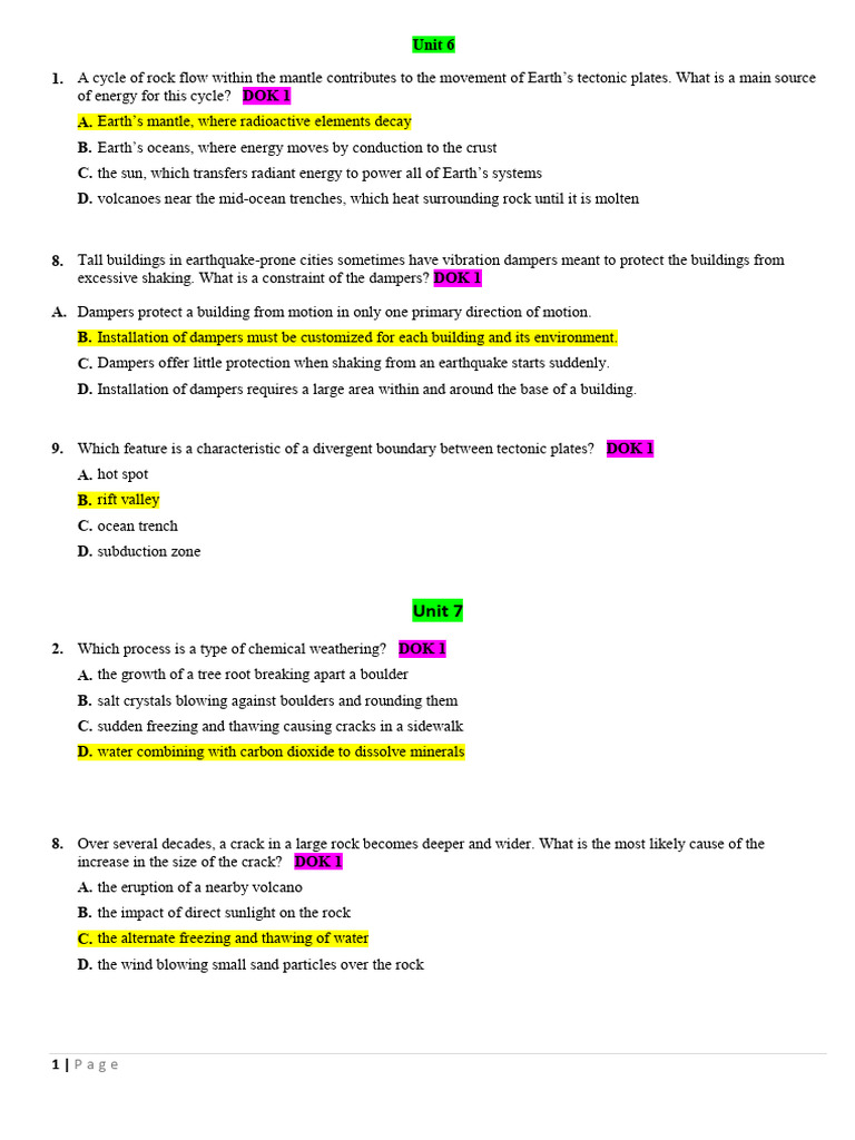 Revision Answers final | PDF | Plate Tectonics | Atmosphere Of Earth