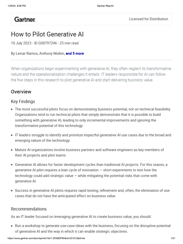 Gartner Reprint | PDF | Artificial Intelligence | Intelligence (AI) & Semantics
