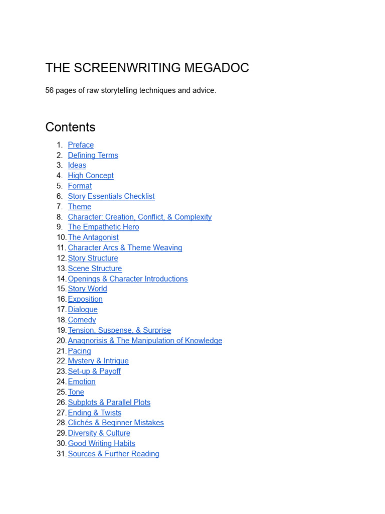 Screenwriting Megadoc Master 5 | PDF | Plot (Narrative) | Screenwriting
