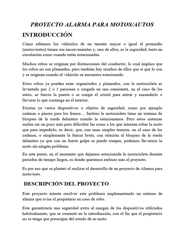 Proyecto Alarma para Moto-Auto - Si-1 | PDF | Motocicleta | Relé