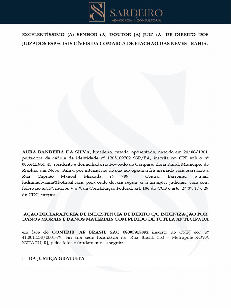 Aura Bandeira X Contrib. Ap Brasil | PDF | Julgamento sumário ...