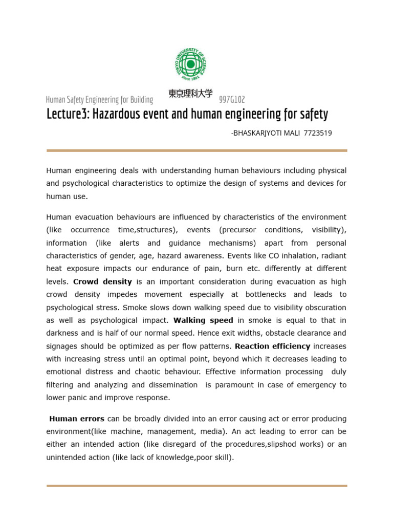 Human Safety Engineering in Evacuations | PDF | Computers | Technology ...