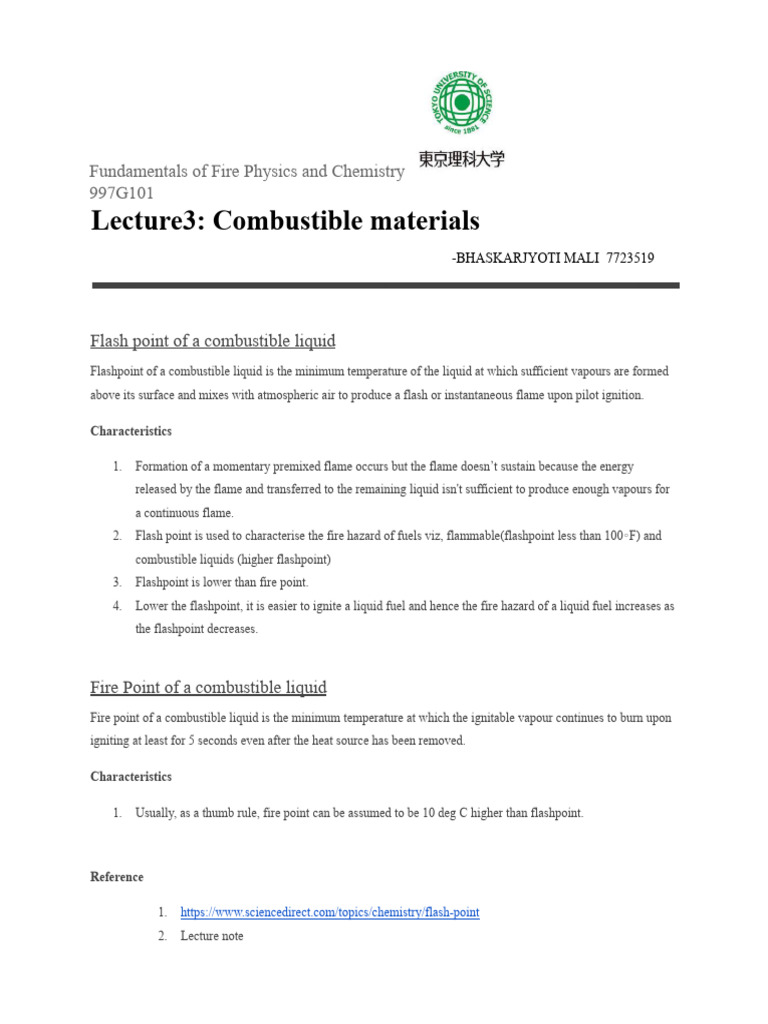 Assignment - Fire Physics&Chemistry | PDF