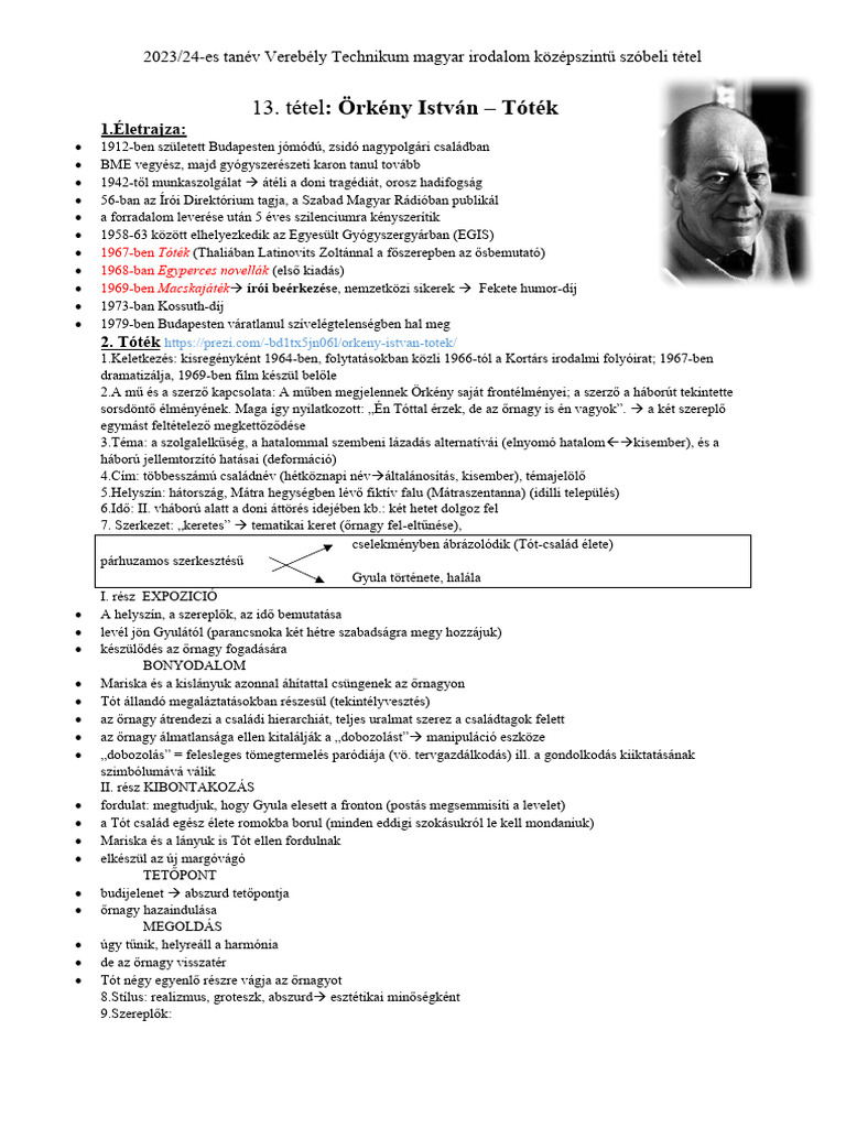 Örkény István-Tóték | PDF