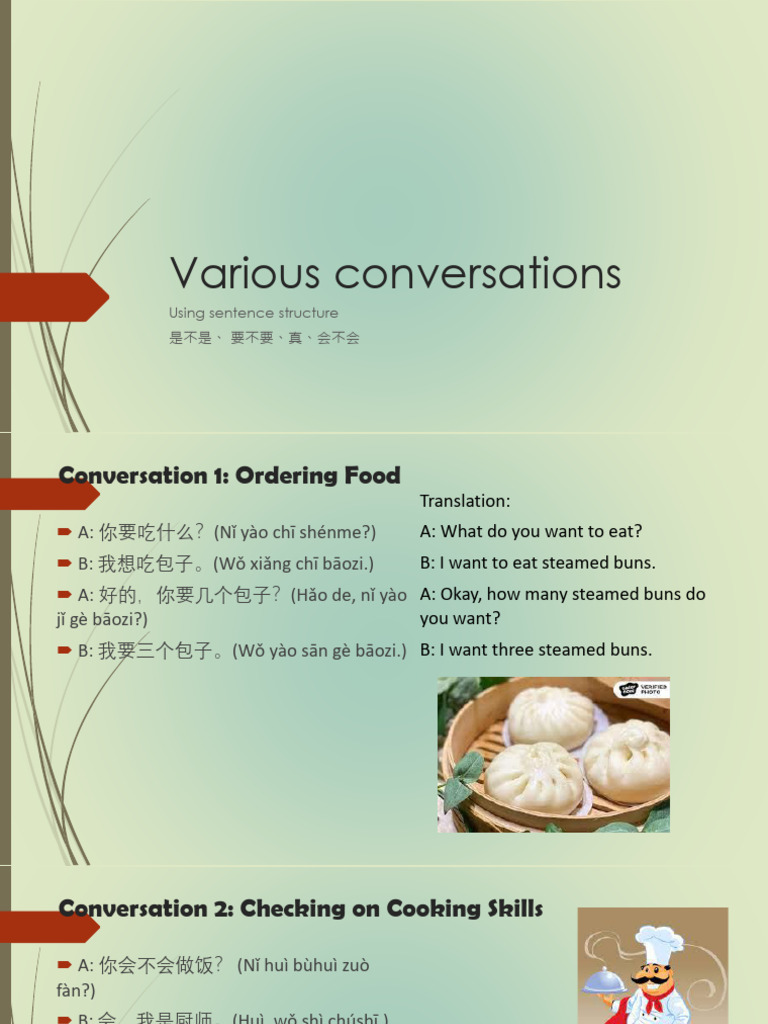 Various Conversations in Mandarin | PDF | East Asian Cuisine | Chinese ...