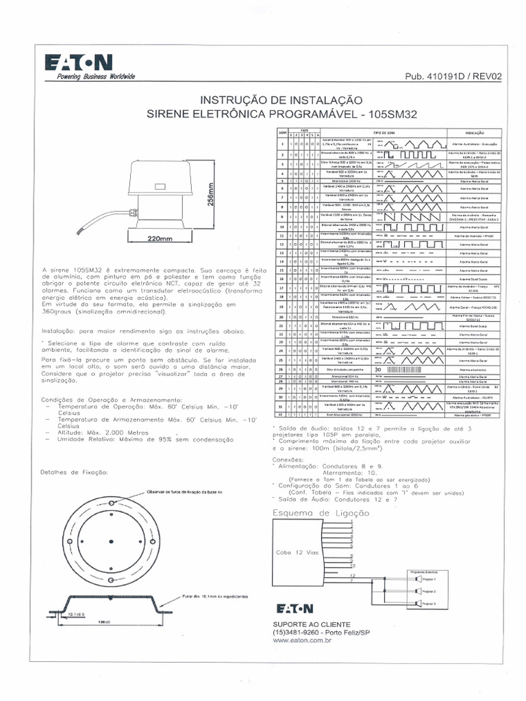 Esquema Ligação Sirene 105SM32 | PDF