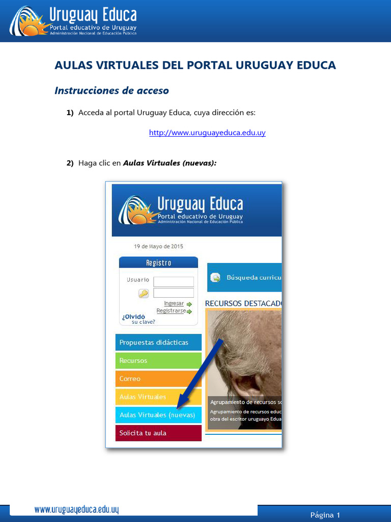 Aulas Virtuales Uruguay Educa - Instrucciones de Acceso | Descargar gratis PDF | Contraseña ...