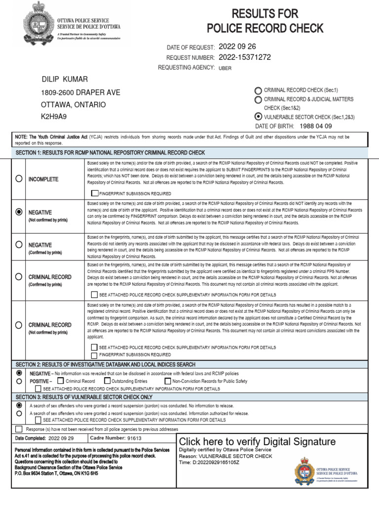 Vulnerability Check - Ottawa | PDF | Criminal Record | Criminal Justice
