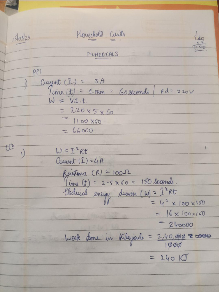 House Hold Circuit Numericals | PDF