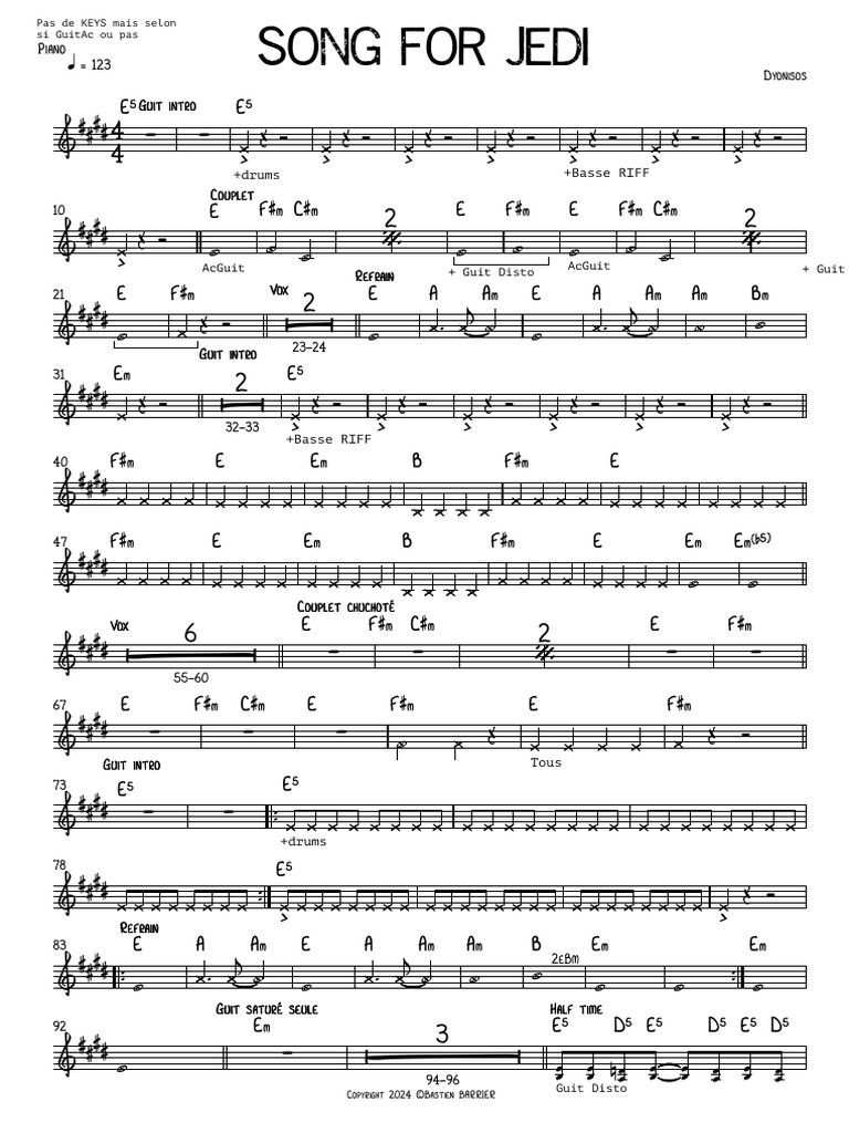 Song for Jedi KEYS 2024 | PDF