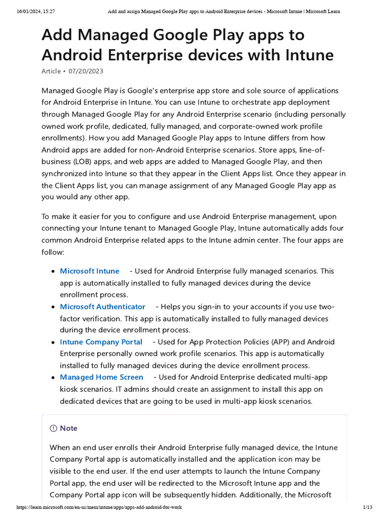 Deploying Managed Google Play Apps via Intune | PDF | Google Play ...