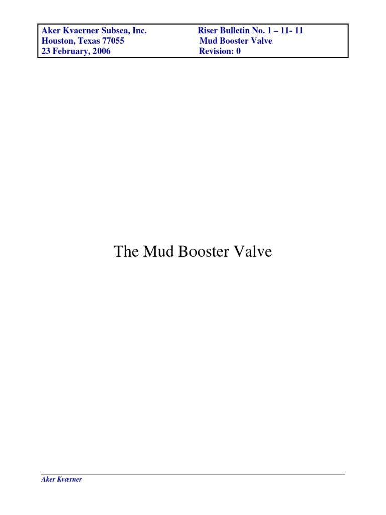Mud Booster Valve | PDF | Valve | Mechanical Engineering