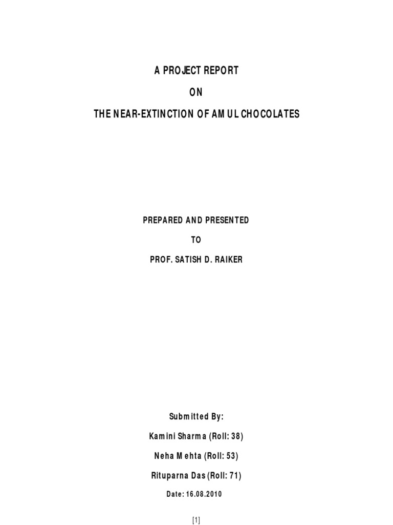 Amul Project Report | PDF | Chocolate | Brand