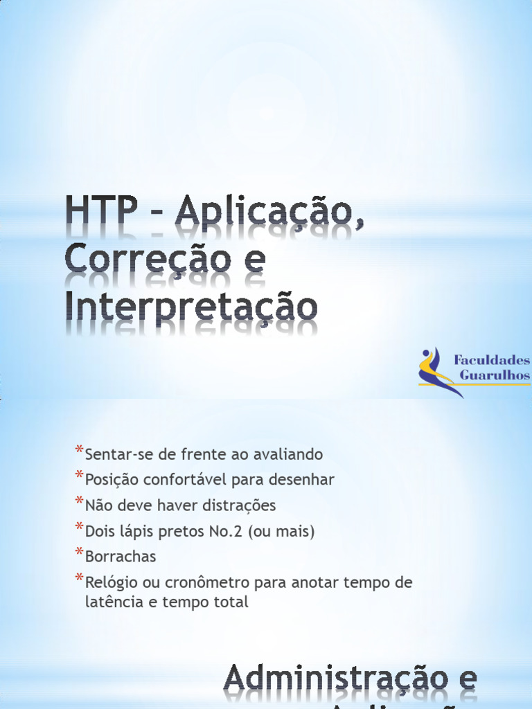 HTP - Aplicação, Correção e Interpretação | PDF | Tempo | Desenho