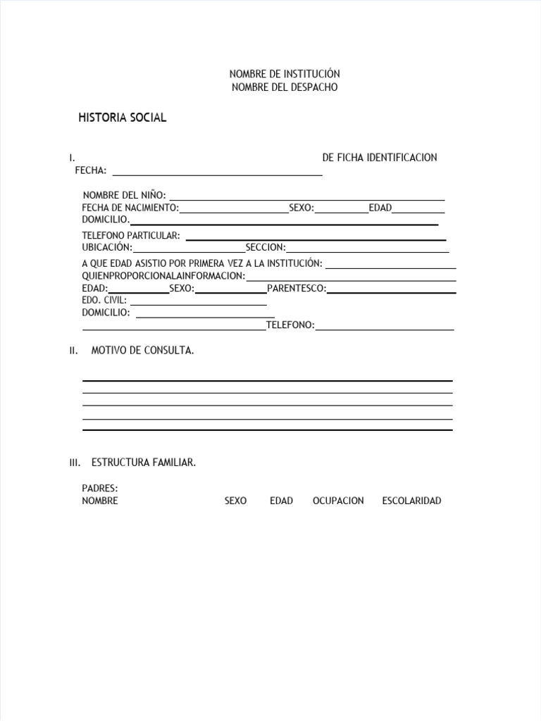 Formato Historia Social | PDF