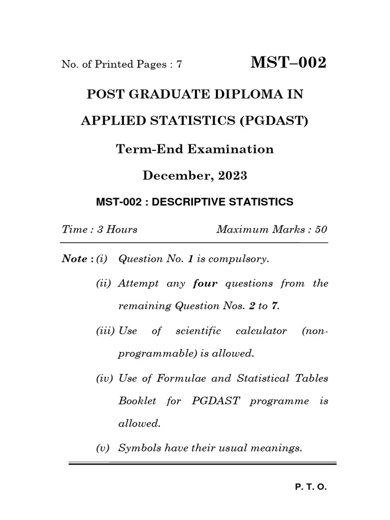 MST 002 | PDF | Statistics | Regression Analysis