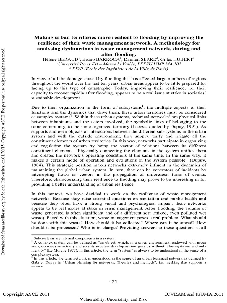 Université Paris Est - Marne La Vallée, LEESU UMR MA 102 EIVP (École Des Ingénieurs de La Ville ...