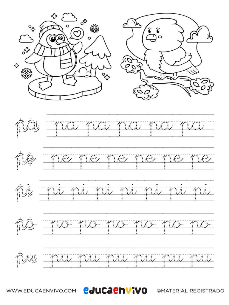 Caligrafía P Con Vocales Cursiva | PDF