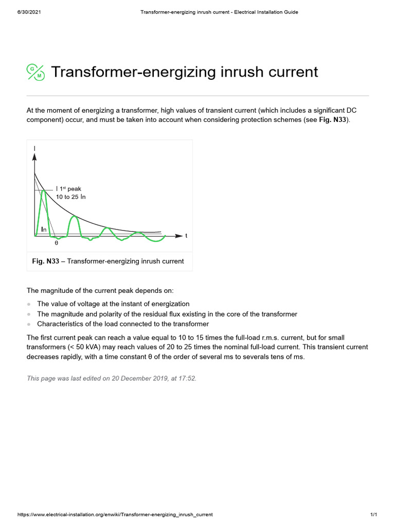 Transformer Inrush Current Guide | PDF | Science & Mathematics