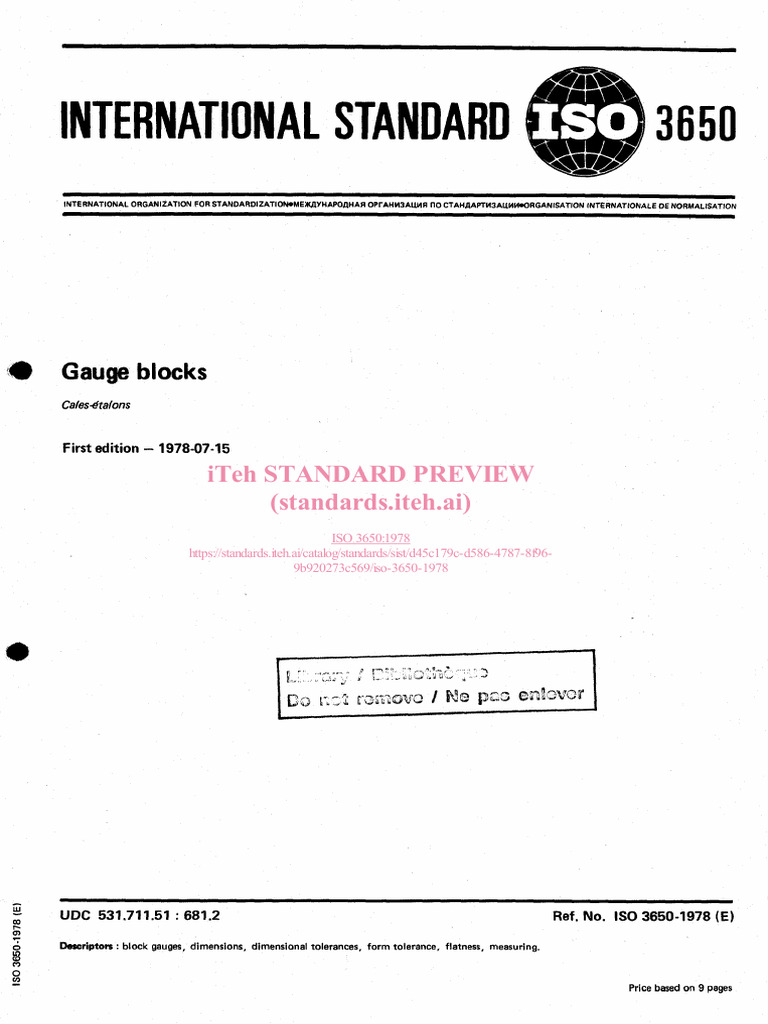 Iso-3650-1978 - Blocos Padrão | PDF | Engineering Tolerance | Calibration