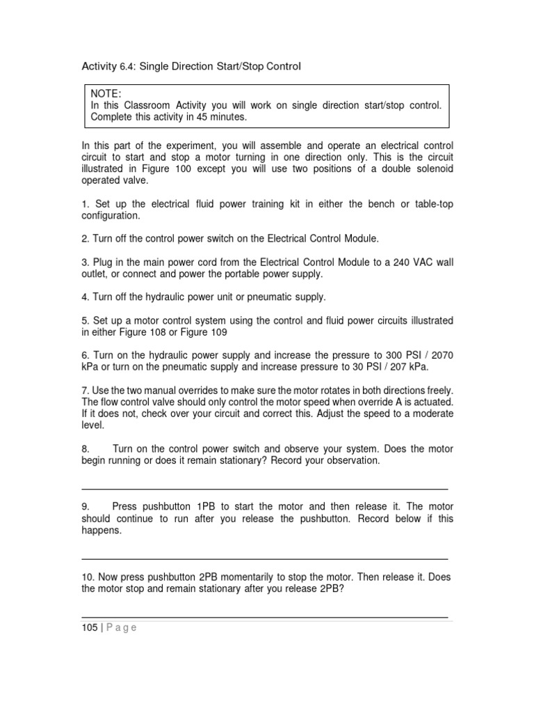 Motor Control Activity | PDF | Valve | Switch