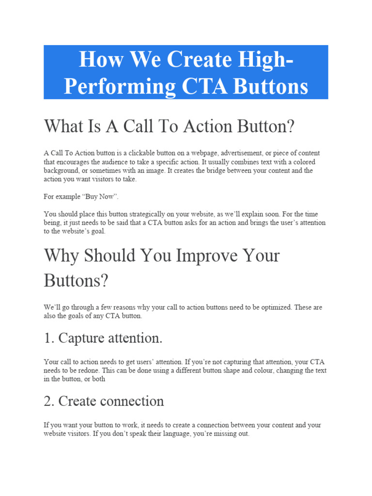 Shortened How We Create High-Performing CTA Buttons | PDF | Human ...