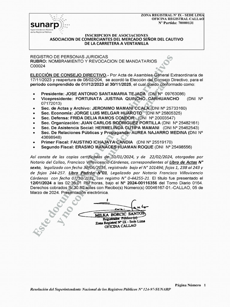 ASIENTO DE INSCRIPCION | PDF