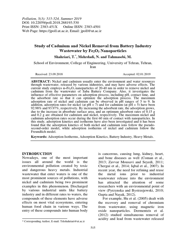 POLL - Volume 5 - Issue 3 - Pages 515-524 | PDF | Adsorption | Applied And Interdisciplinary Physics