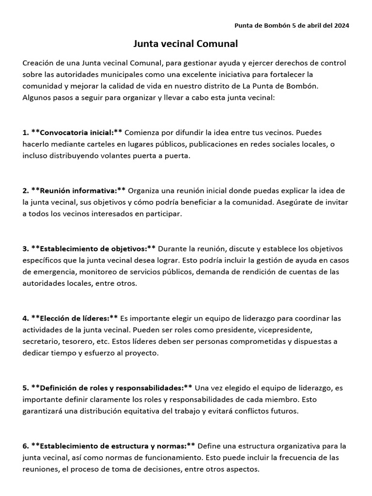 Junta Vecinal de PB | Descargar gratis PDF | Planificación
