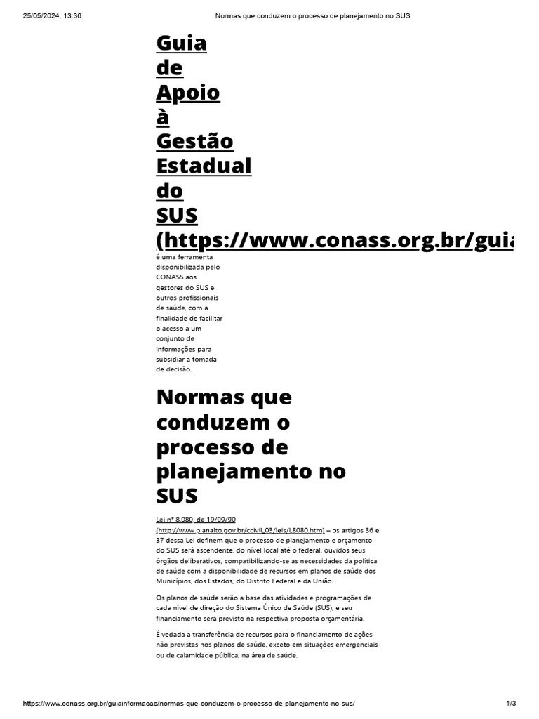 Normas Que Conduzem o Processo de Planejamento No SUS | PDF ...