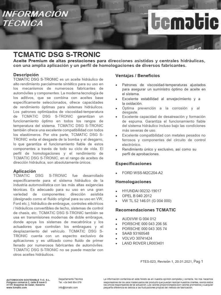 Tcmatic DSG S-Tronic | PDF | Vehículo de motor | Vehículos