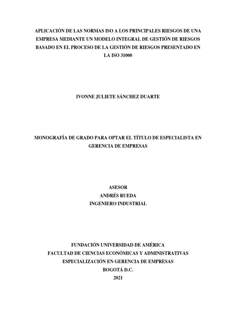Aplicación de Las Normas Iso A Los Principales Riesgos de Una | PDF ... Aplicación de Las Normas Iso A Los Principales Riesgos de Una | PDF ...