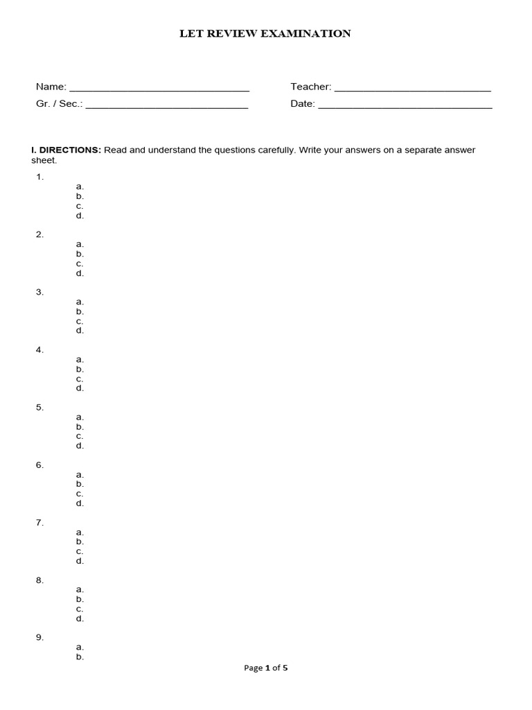 50-Item Assessment - Format 2 | PDF | Educational Assessment And ...