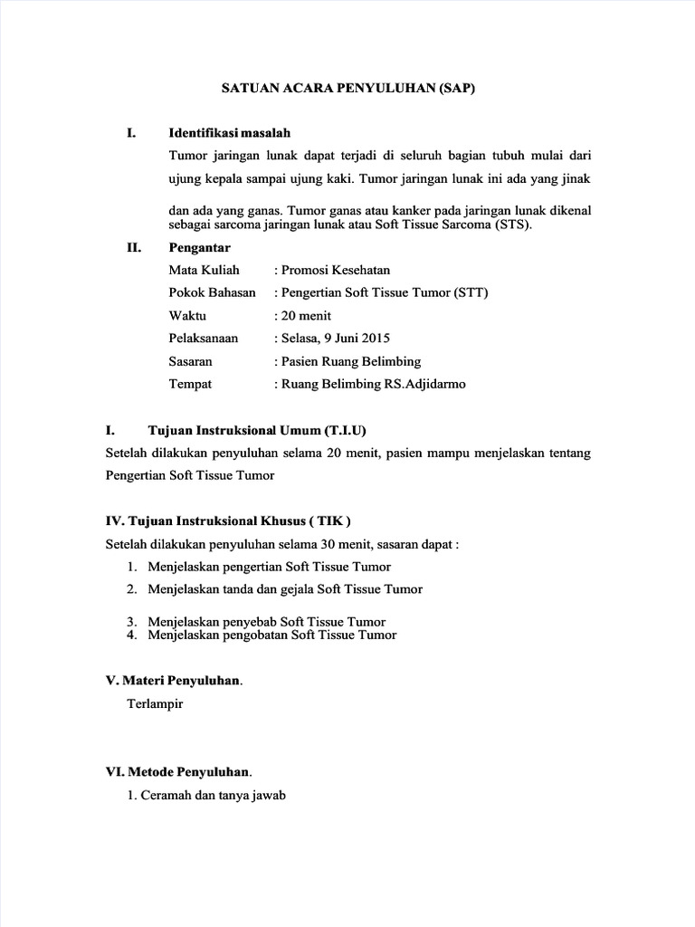 Penyuluhan Tumor Jaringan Lunak | PDF