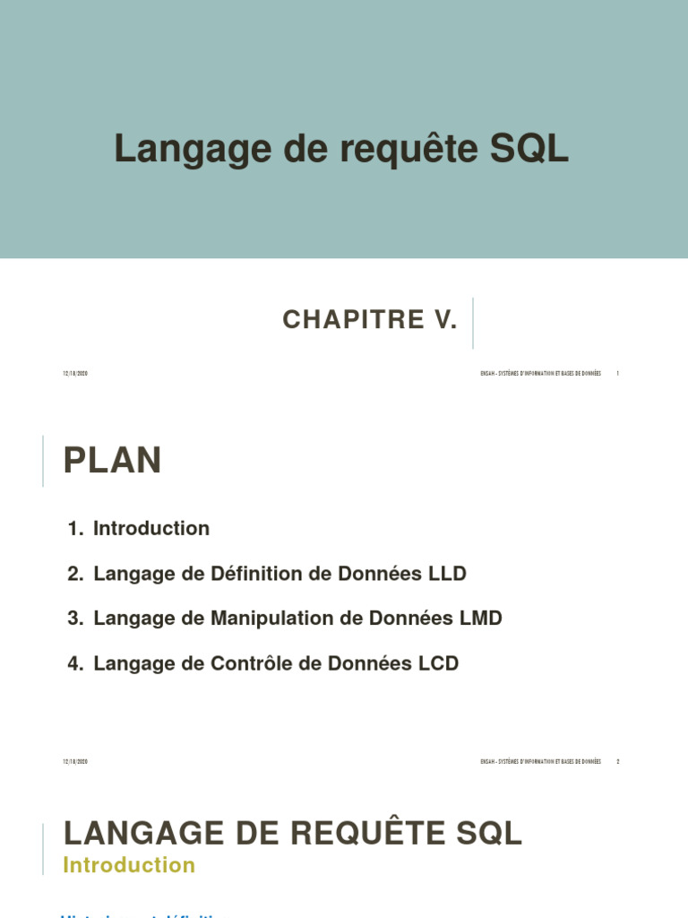 Introduction au langage SQL | PDF | SQL | Design de logiciel