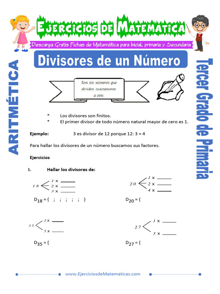 Divisores de Un Numero para Tercero de Primaria | PDF | Aritmética | Matemática Elemental