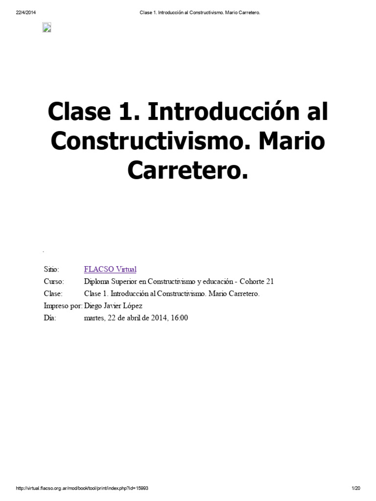 Clase 1. Introducción Al Constructivismo. Mario Carretero | PDF ...