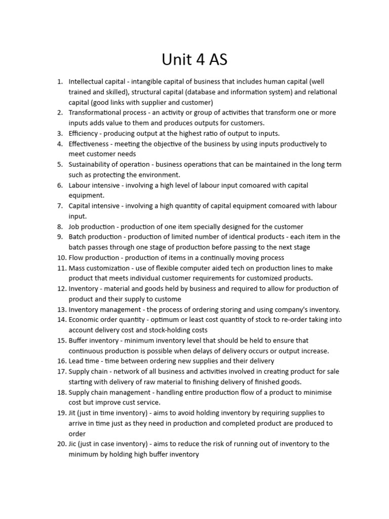 Unit 4 AS | PDF | Inventory | Capital (Economics)