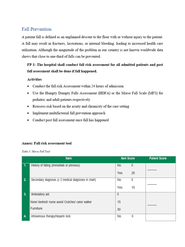 Fall Prevention | PDF | Patient | Diseases And Disorders