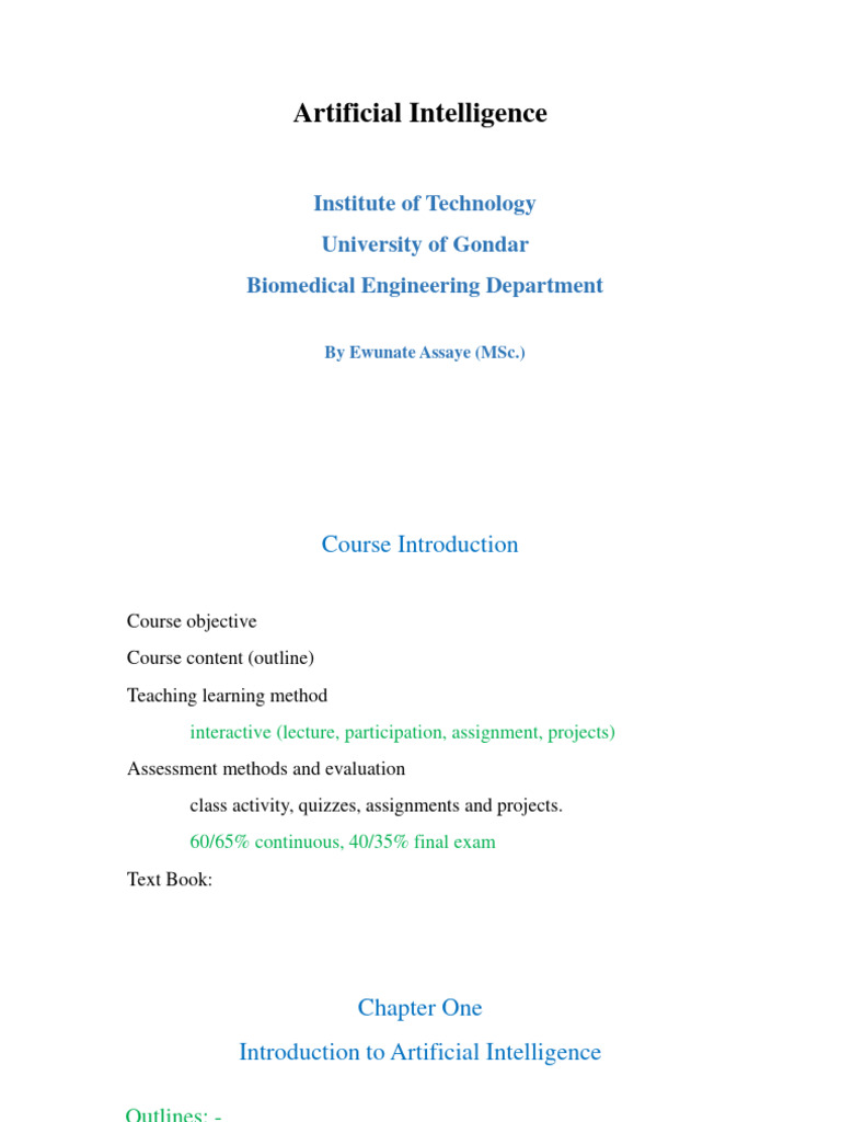 AI Chapter 1 | PDF | Artificial Intelligence | Intelligence (AI) & Semantics
