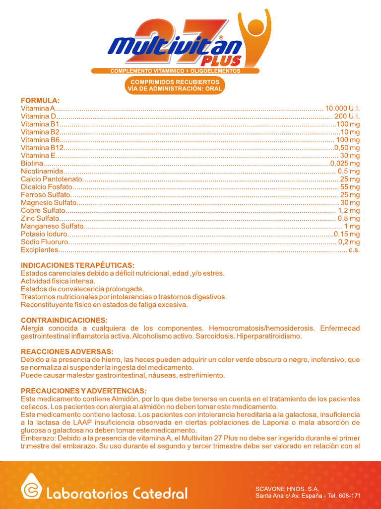 Multivitan 27 Plus Prospecto | PDF