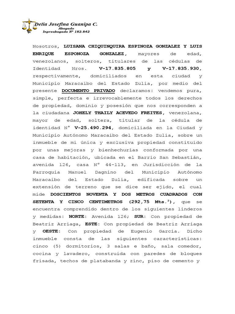 DCTO VTA CASA PRIVADA DOLARES Johely Acevedo | PDF | Derecho